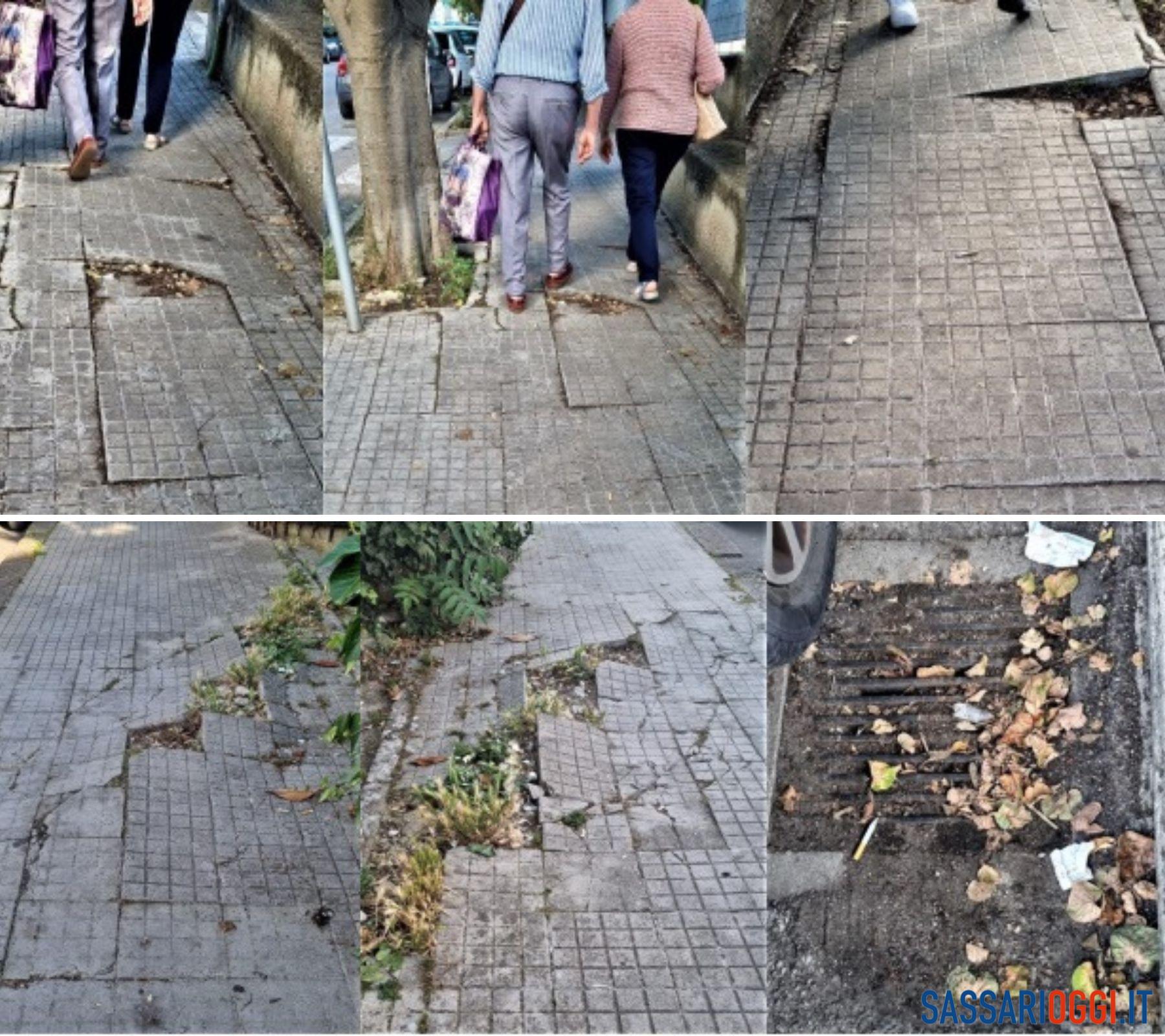 Marciapiedi pericolosi a Sassari: Mariolino Andria striglia Nanni Campus
