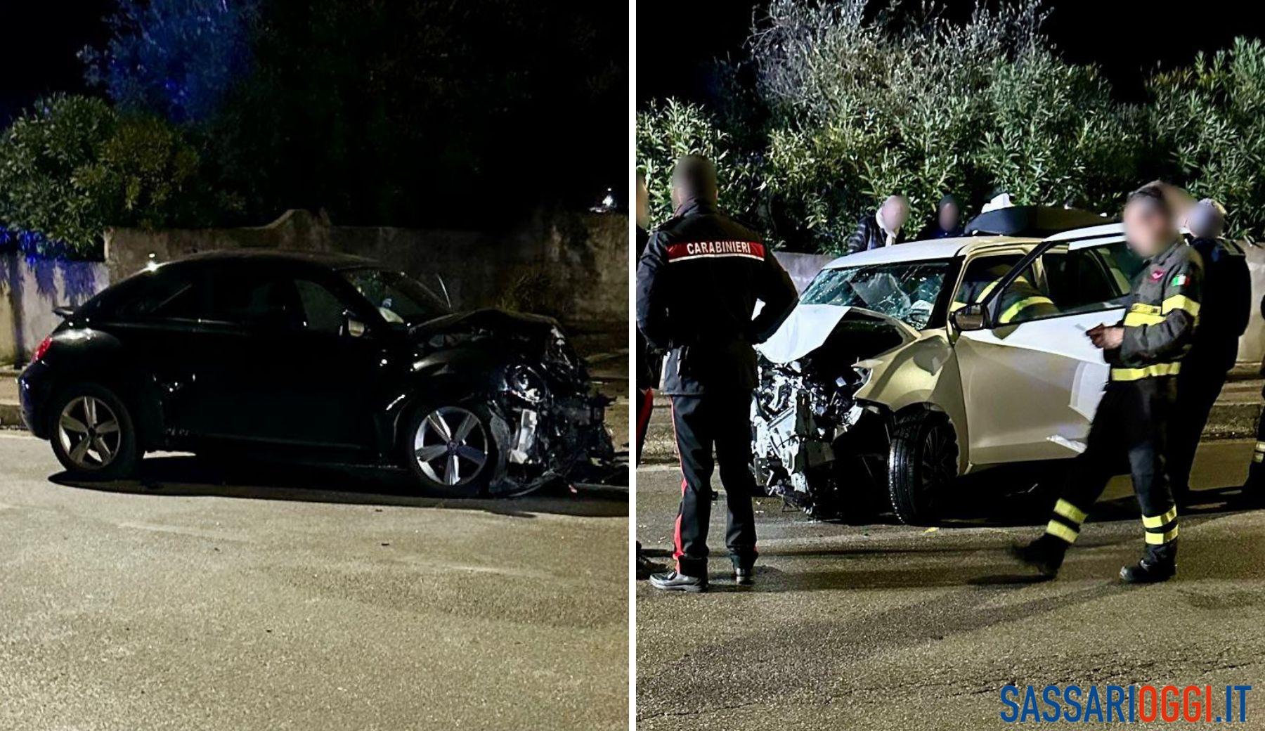 Scontro frontale fra due auto a Sorso, ci sono dei feriti